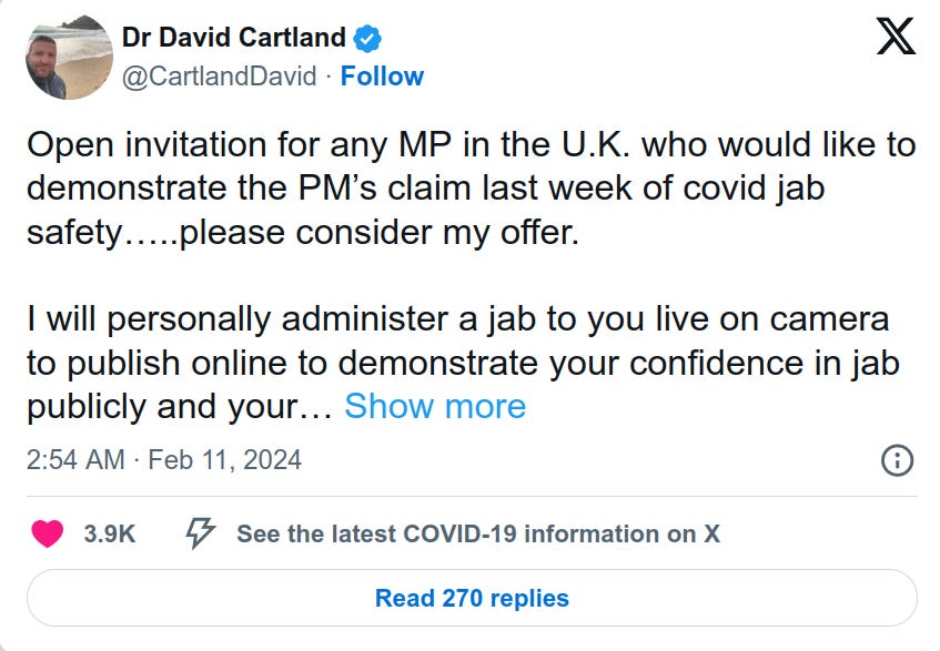 Dr. Cartland Offers To Administer COVID Jab on Camera to Any UK MP “Who ...