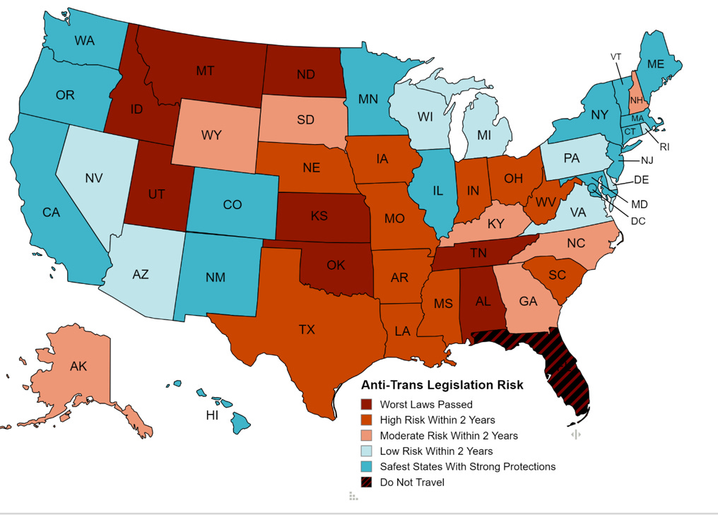 Anti-Trans Legislative Risk Assessment Map: May 2024 | Advocate.com