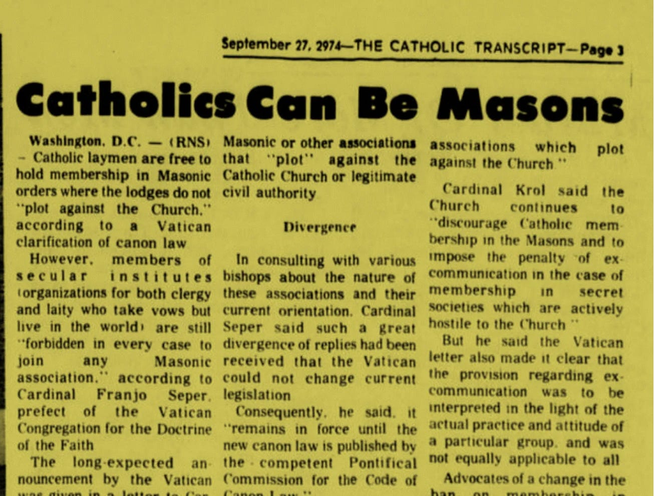 When Catholics could be Masons(?) - by Nico Fassino