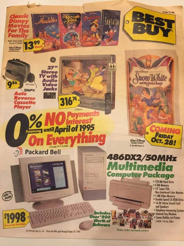 This 1994 Best Buy Ad features 90s Dream Technology
