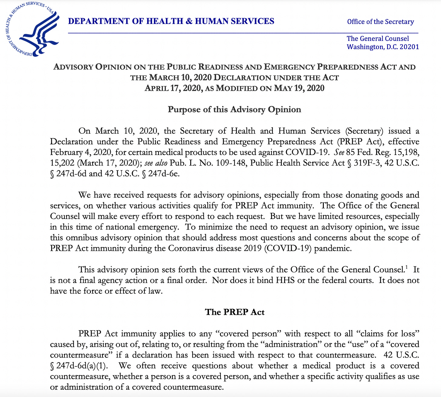 Why Has the PREP Act Been Amended 11 Times to Accommodate COVID-19 ...