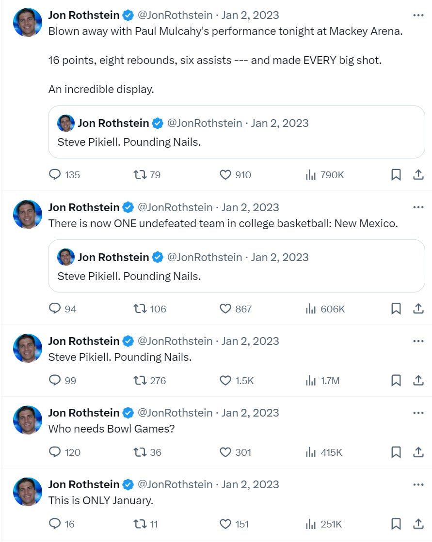 Jon Rothstein and the art of the hilariously timed tweet