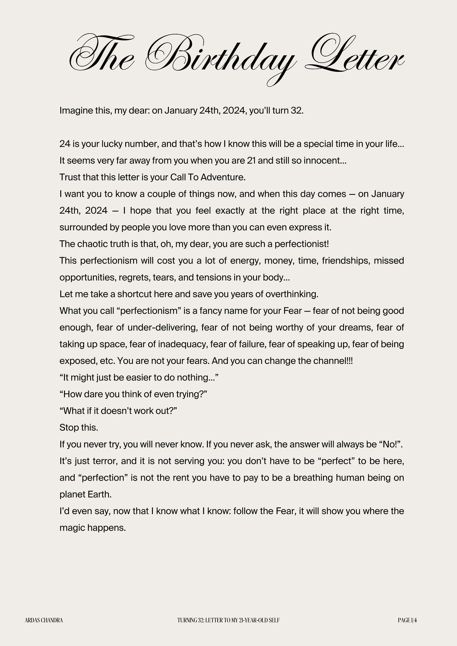 It's my birthday today, so I wrote a letter