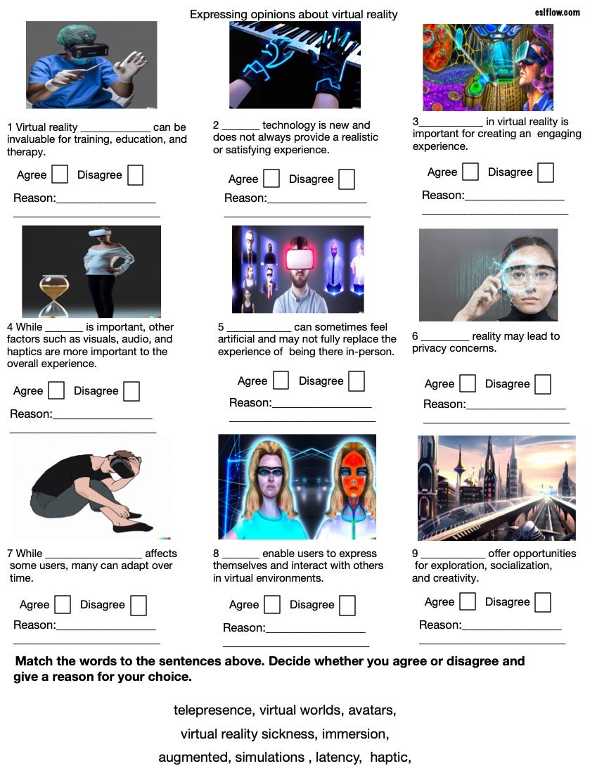 Virtual Reality language exercises - by Peter Snashall