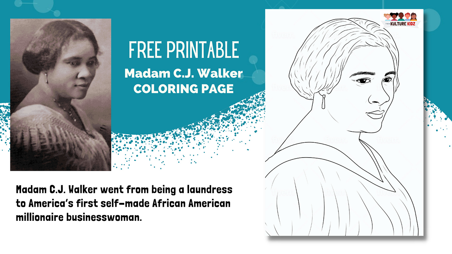Madam Cj Walker Coloring Pages For Kids [2025]