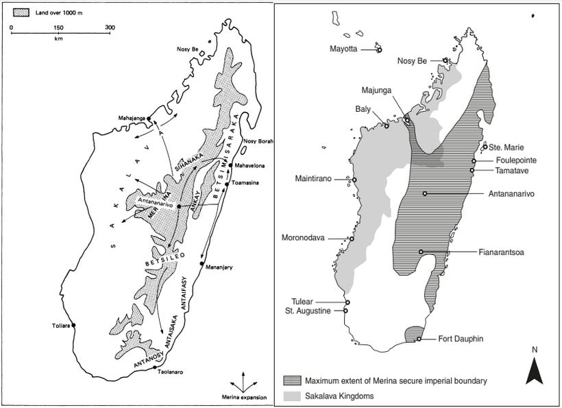 A complete history of Madagascar and the island kingdom of Merina.