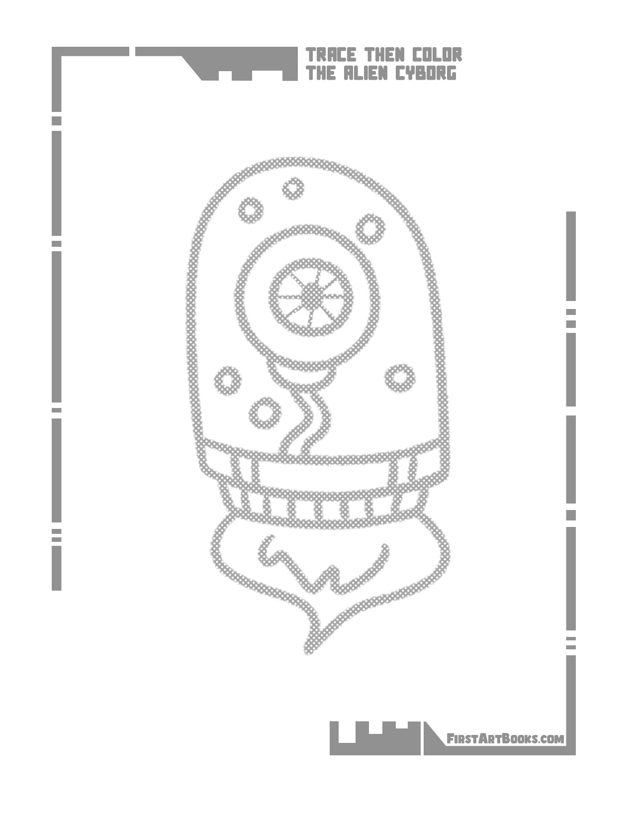 Free Activity Page: Cyborg Coloring Page | Trace Then Color A Floating ...
