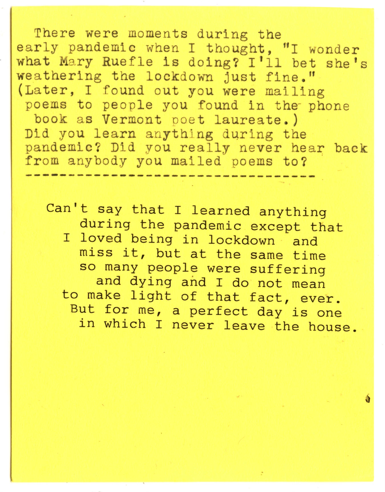 Typewriter interview with Mary Ruefle - Austin Kleon