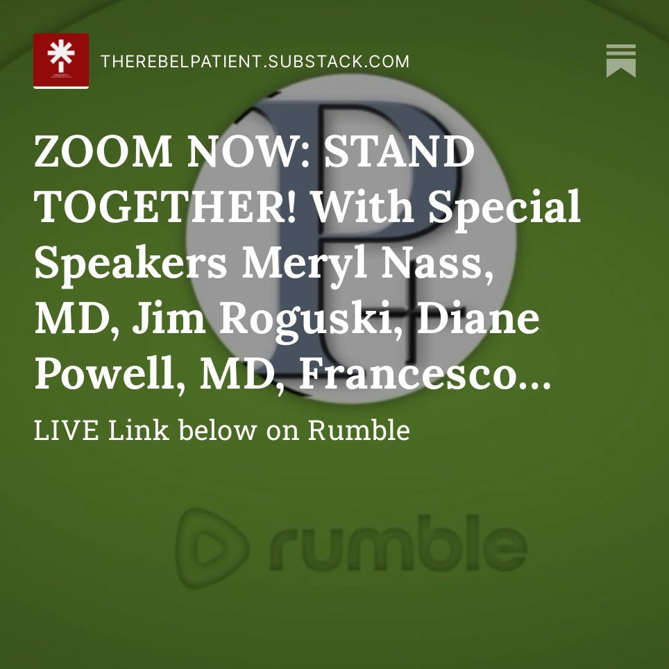 ZOOM NOW: STAND TOGETHER! With Special Speakers Meryl Nass, MD, Jim ...