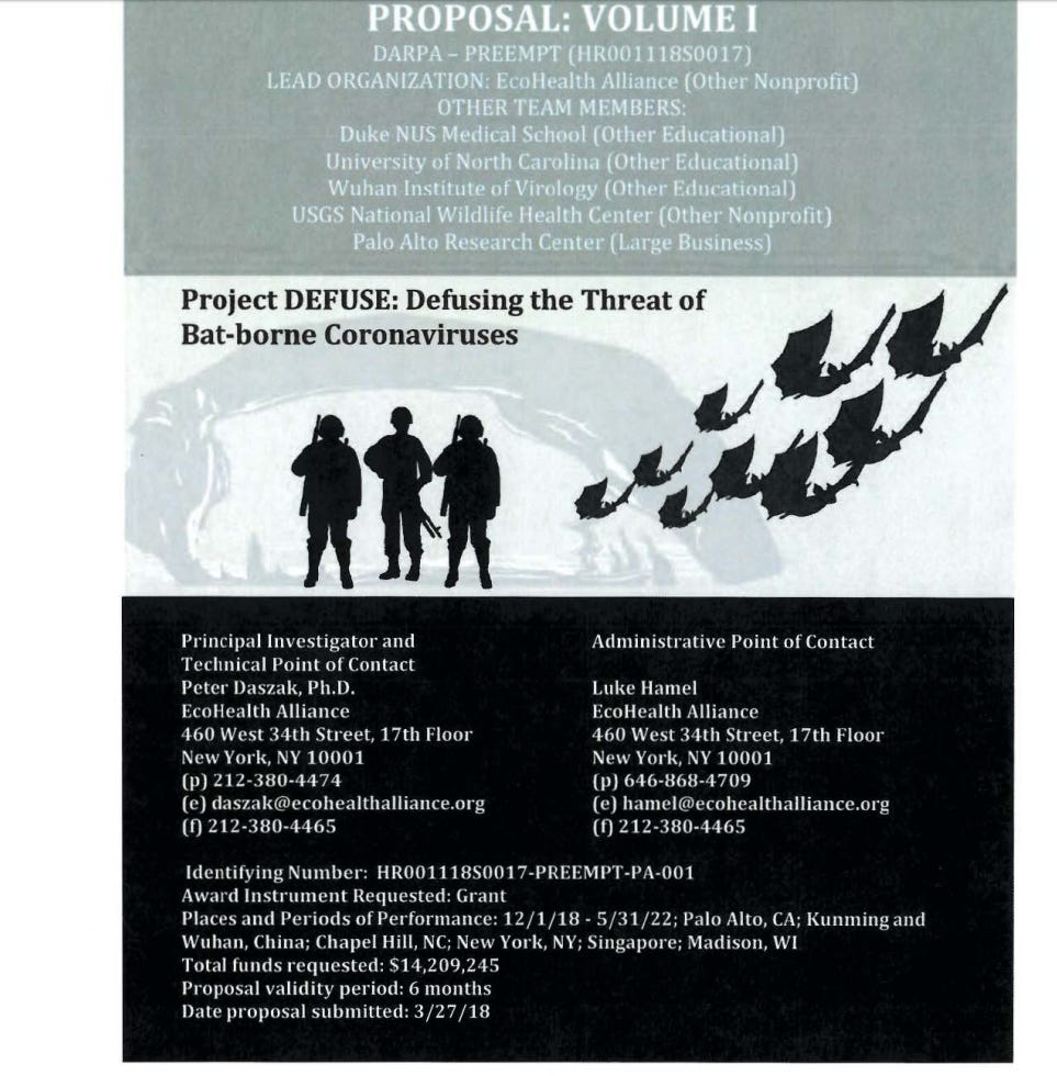 SprayGate: the Ecohealth DEFUSE Proposal and Use of the Aerosol ...