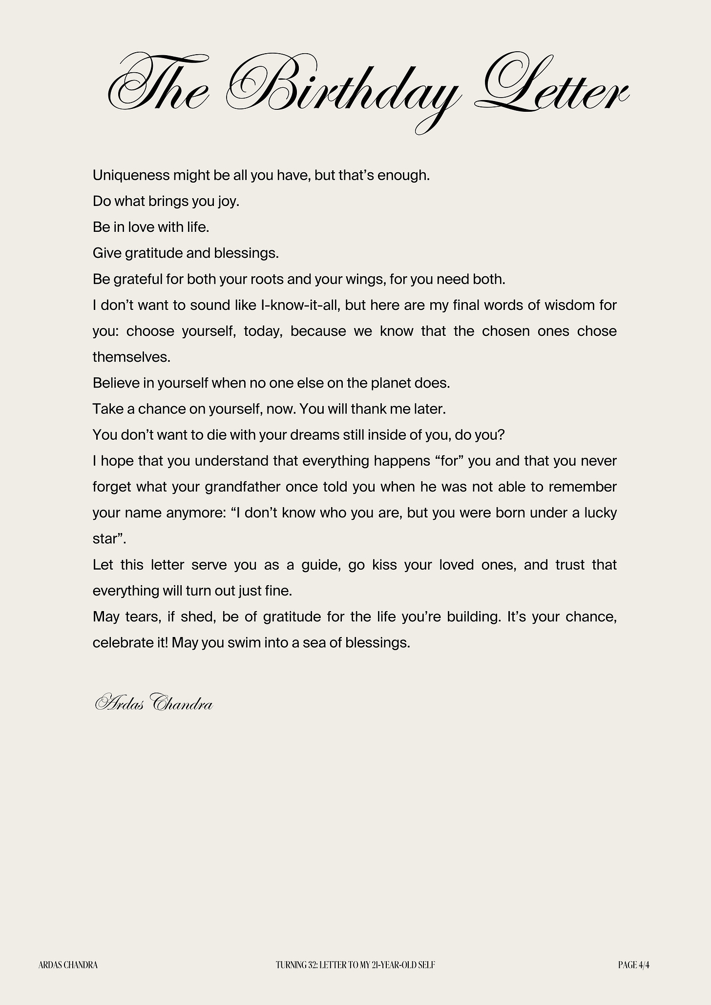 It's my birthday today, so I wrote a letter