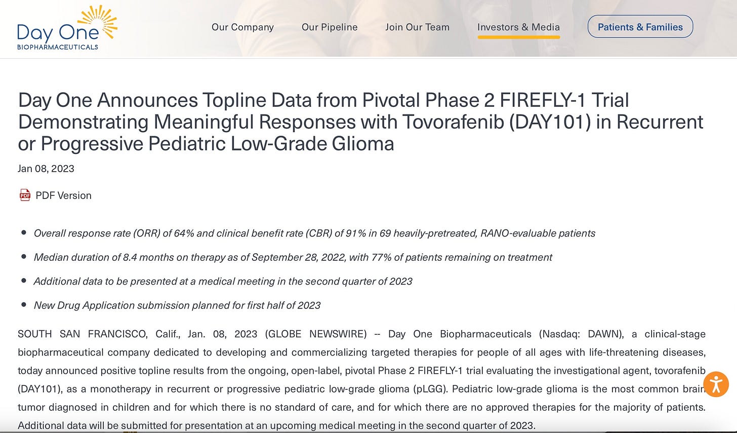 Day One Biopharmaceuticals Announces Top Line Data for the FIREFLY-1 ...