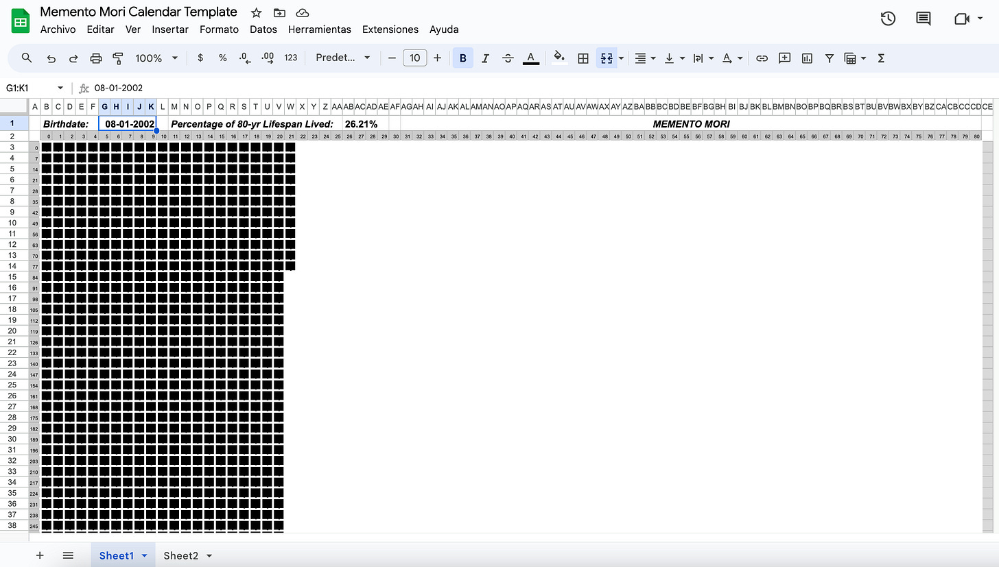 Calendario para practicar el Memento Mori - by Sebastian