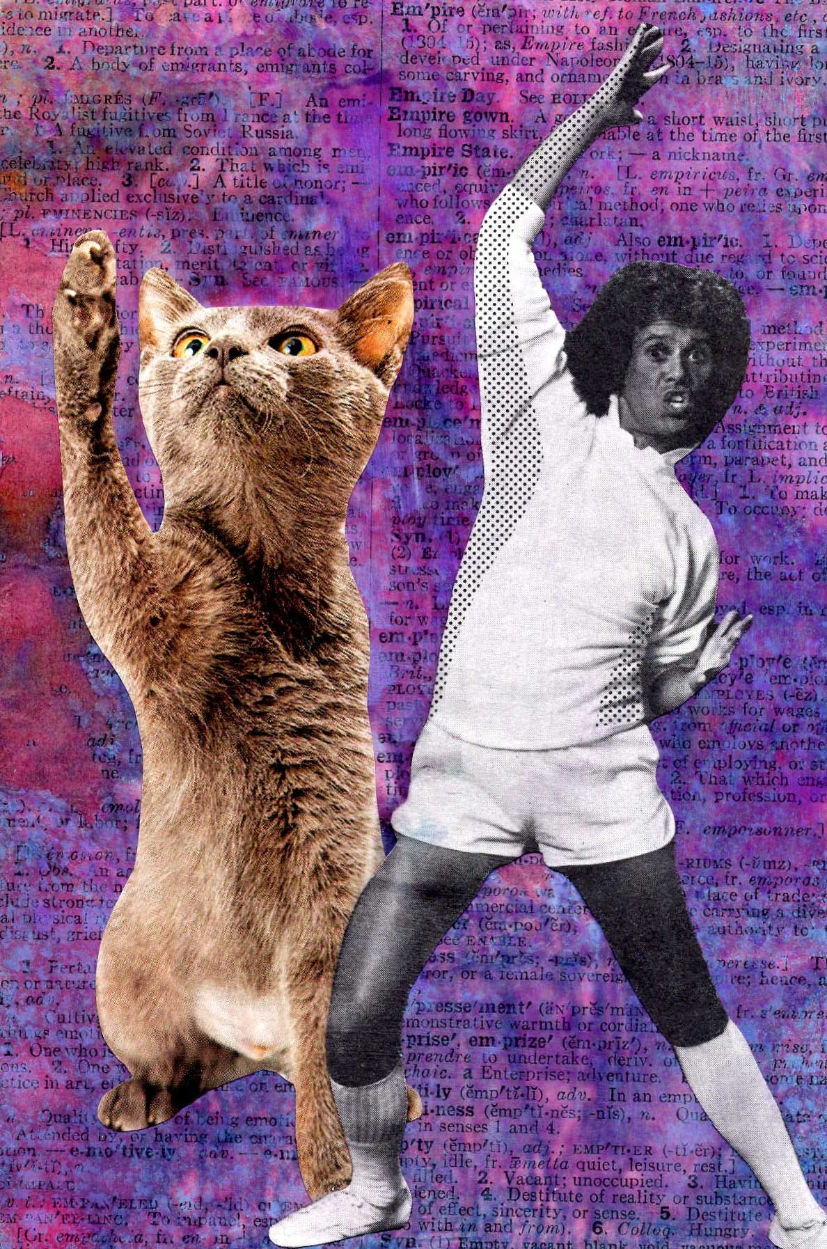 Richard Simmons exercising with cats - by Jen Russell