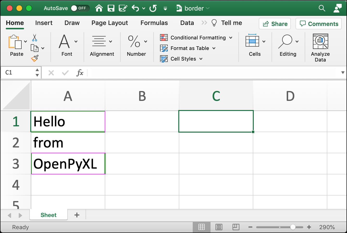 Styling Excel Cells with OpenPyXL and Python