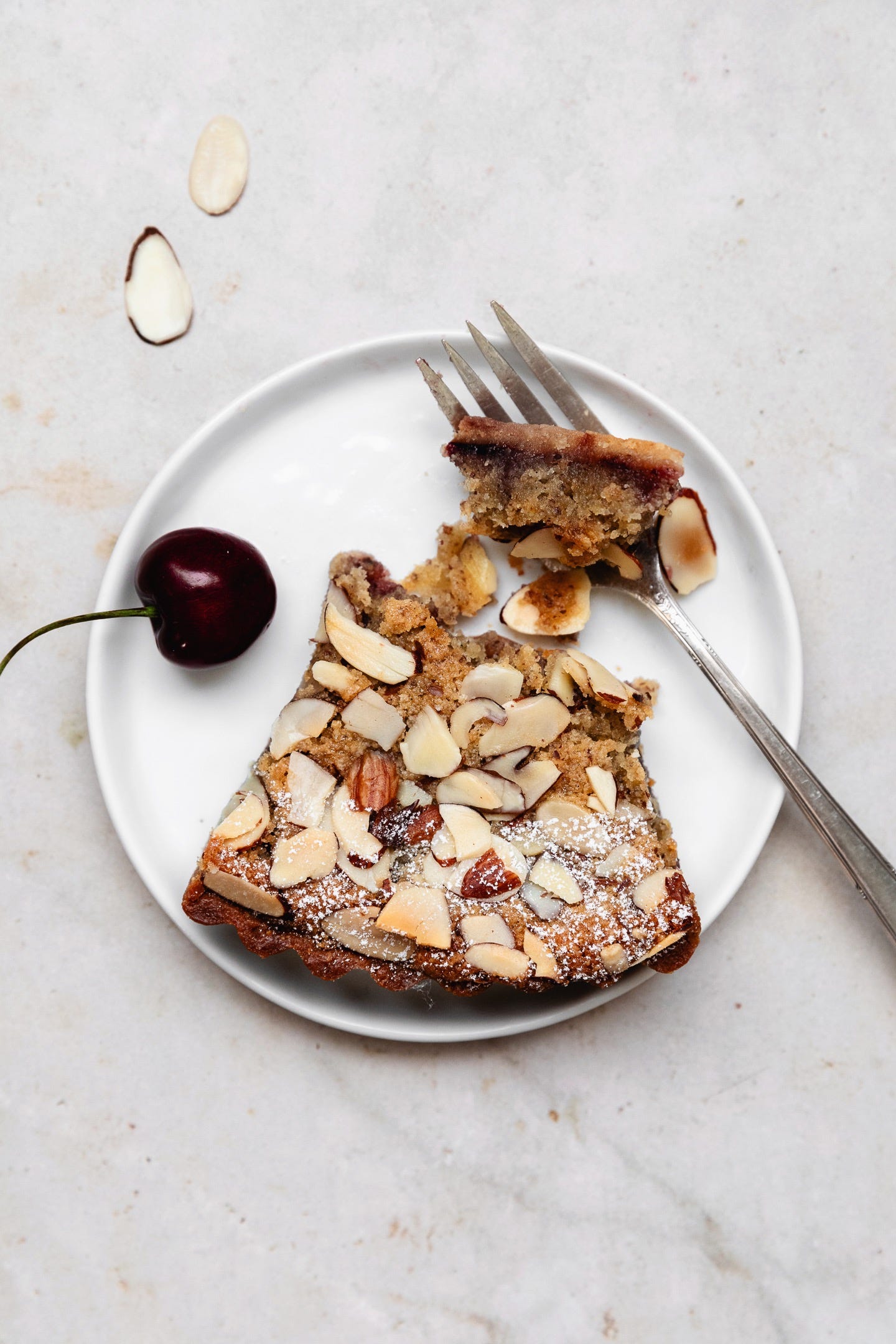 Vegan Almond Frangipane & Fresh Cherry Frangipane Tart