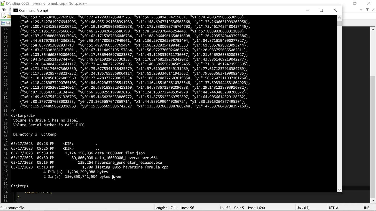 Generating Haversine Input JSON - by Casey Muratori