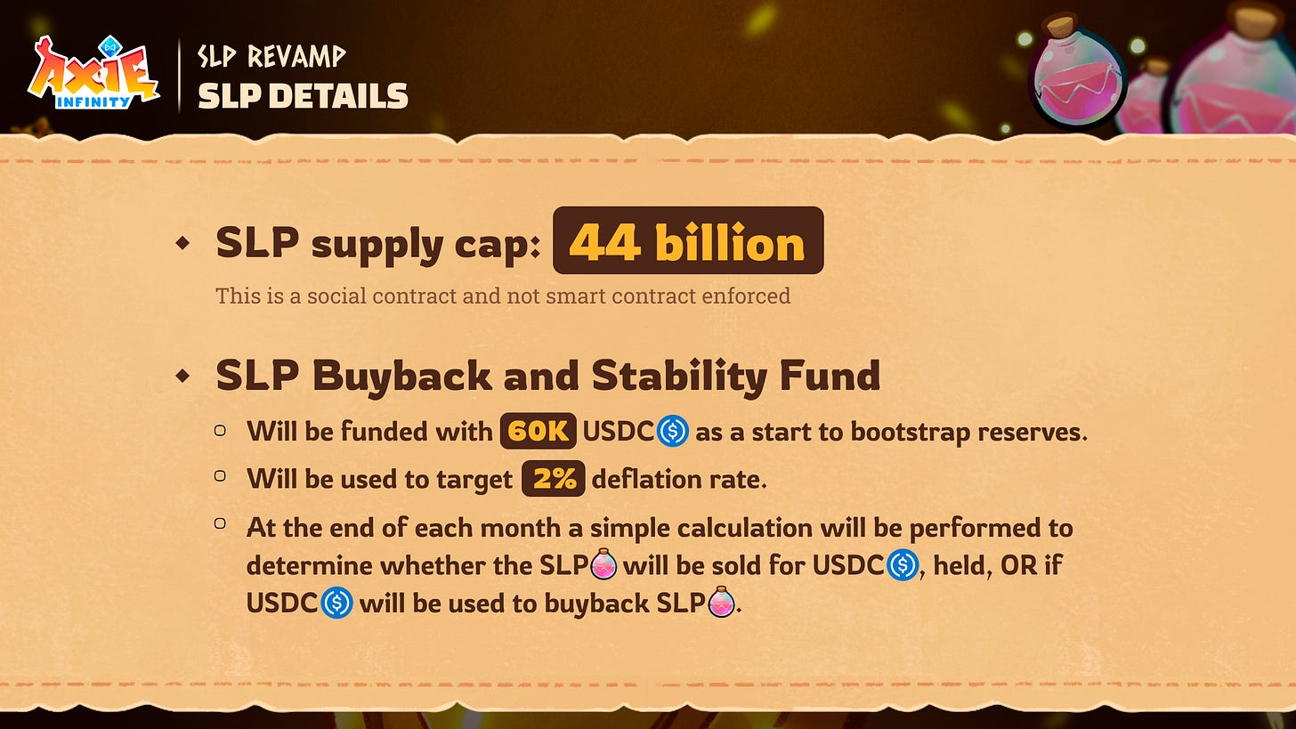 Updates To SLP’s Monetary Policy! - by Axie Infinity
