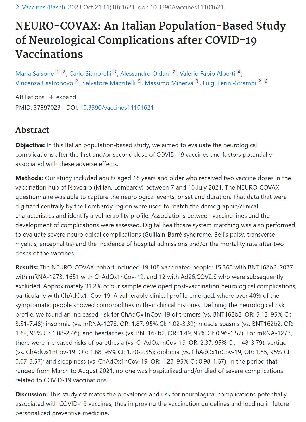 NEURO-COVAX: Italian Network Finds Neurological Side Effects Very ...