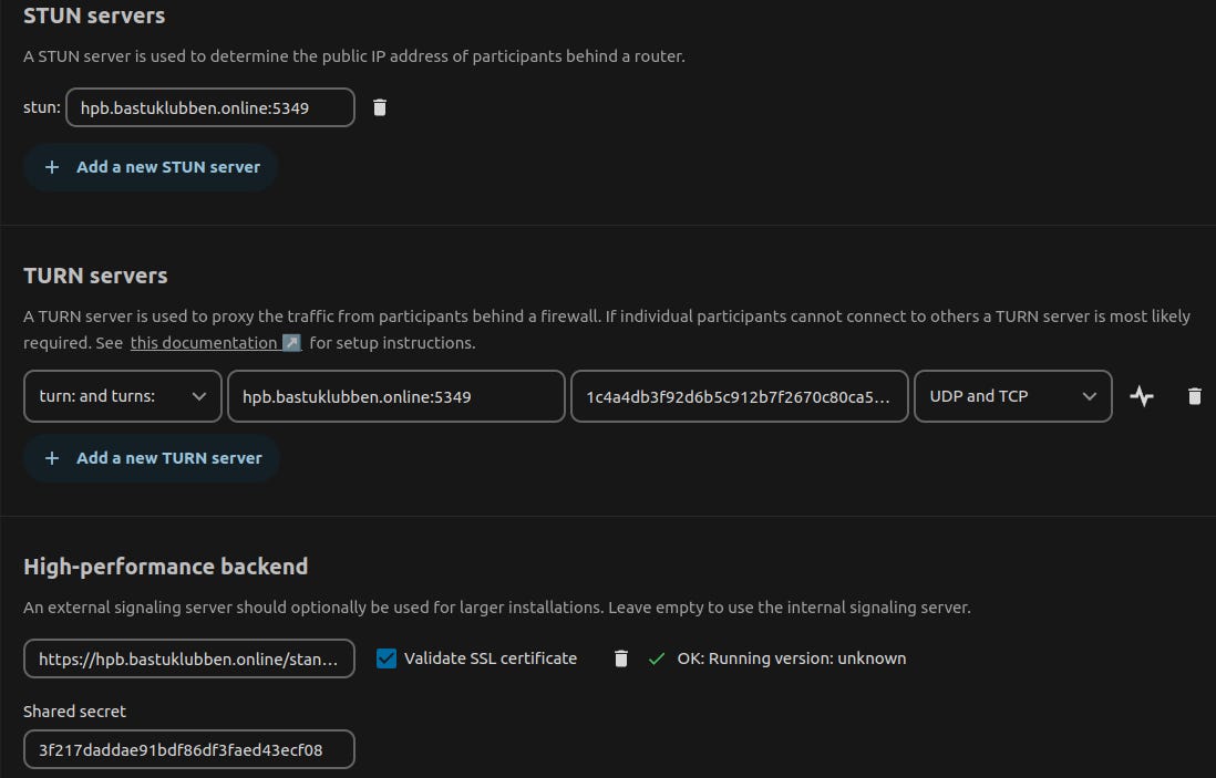 Nextcloud Talk: Setting up a HPB = High Performance Backend
