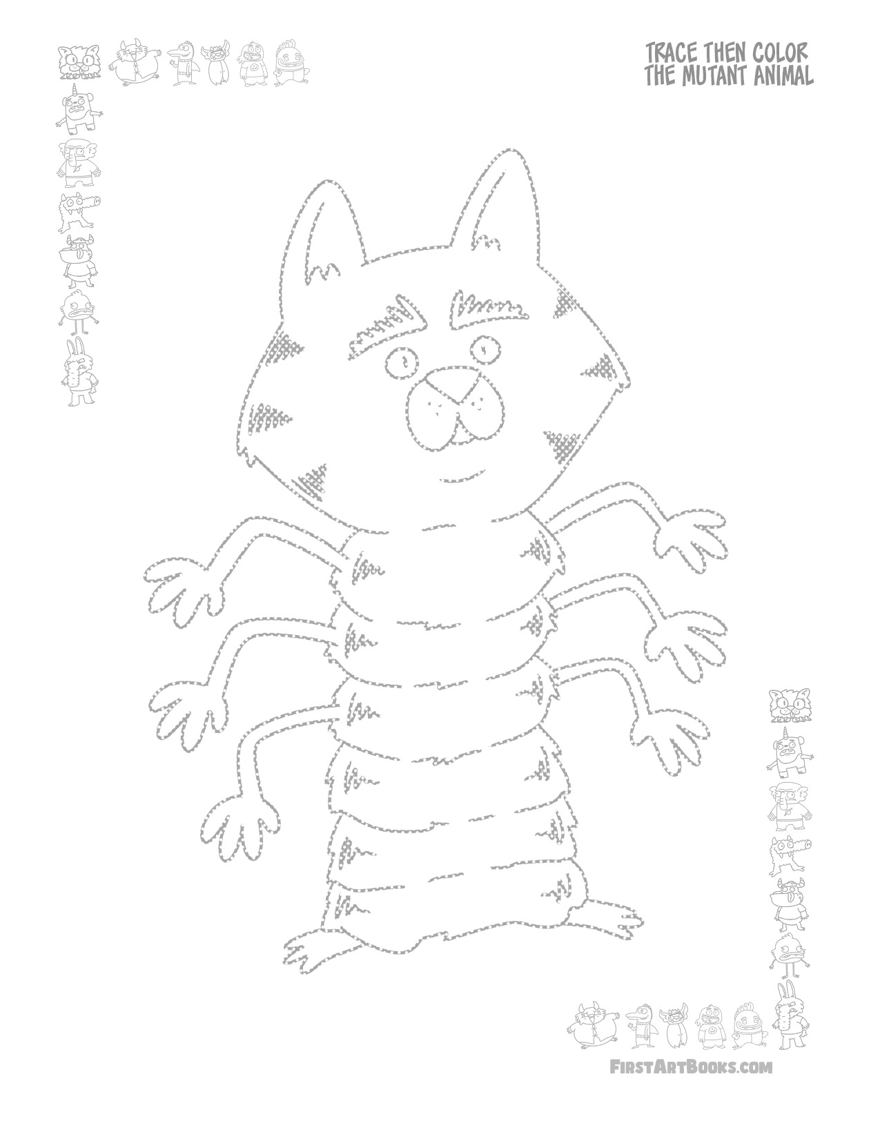 Trace & Color A 6-Armed Mutant Cat! (Free Activity Page ...