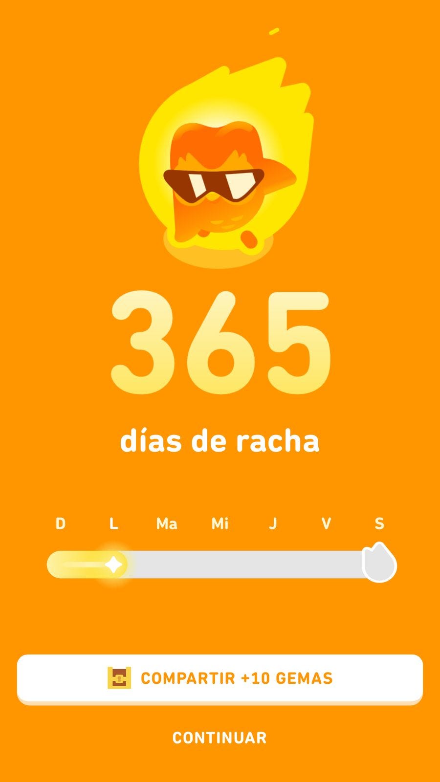 Logre 365 días de Racha en Duolingo - David