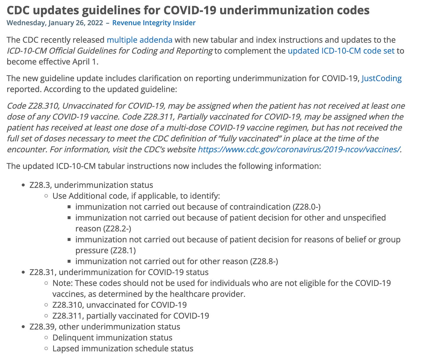 Code Number Z28.310 Is Not A Code For An Illness Or Diagnosis, But ...