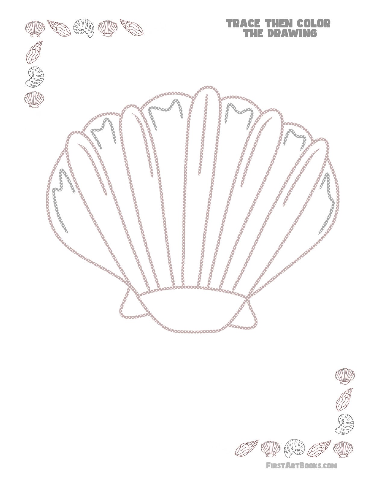 Free Activity Page: Trace Then Color The Seashell! | Sea Creature ...