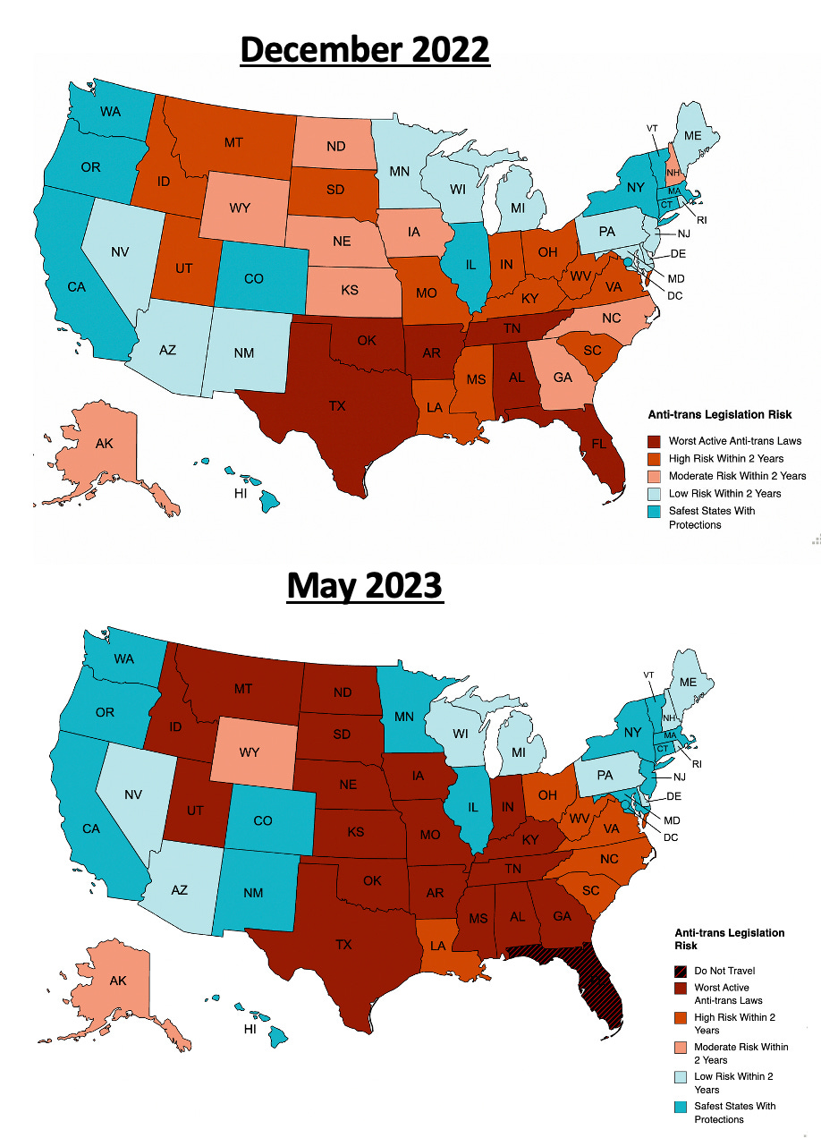 May Anti-Trans Legislative Risk Map - by Erin Reed