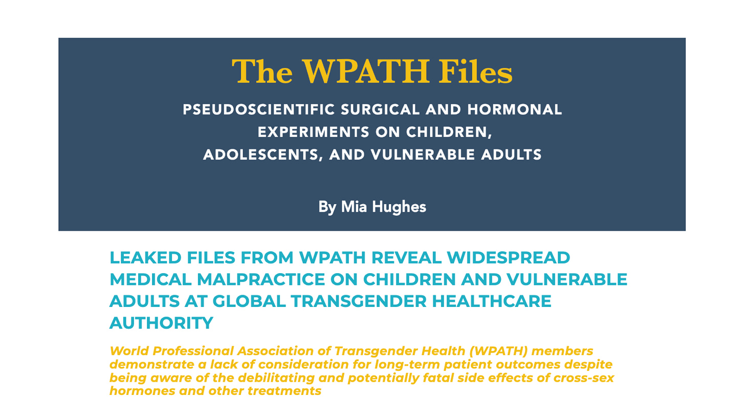 The WPATH Files : Pseudoscientific surgical and hormonal experiments on ...