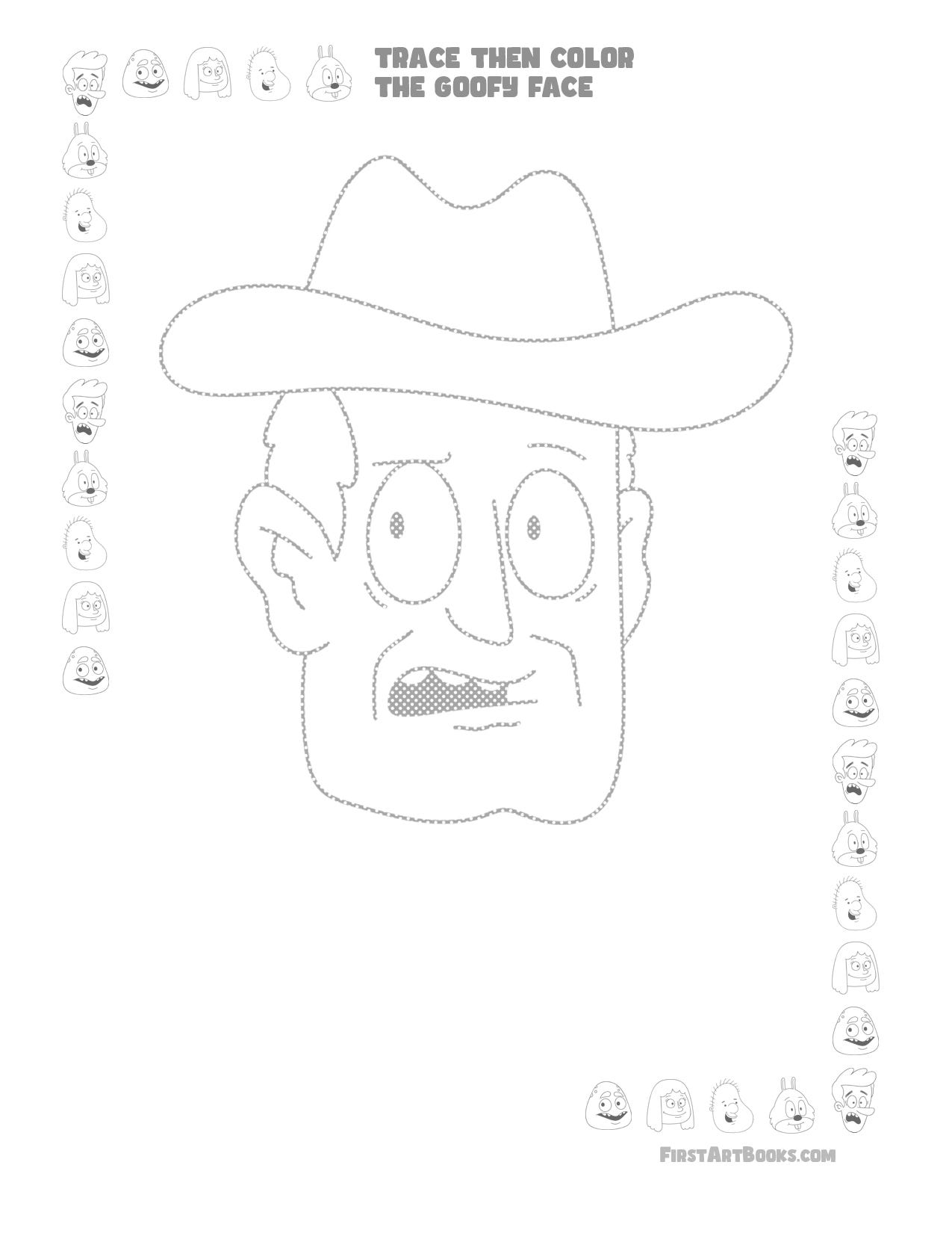 Free Activity Page: Cowboy Coloring Page | Trace Then Color: Goofy ...