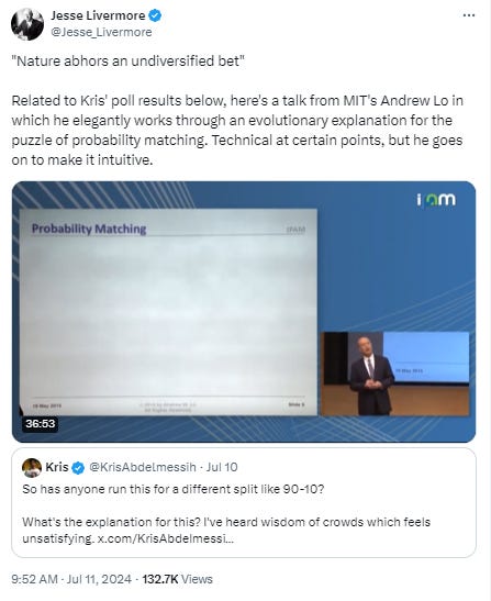 Probability Matching In Nature