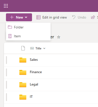Organizing Company Departments with Folders in SharePoint Online