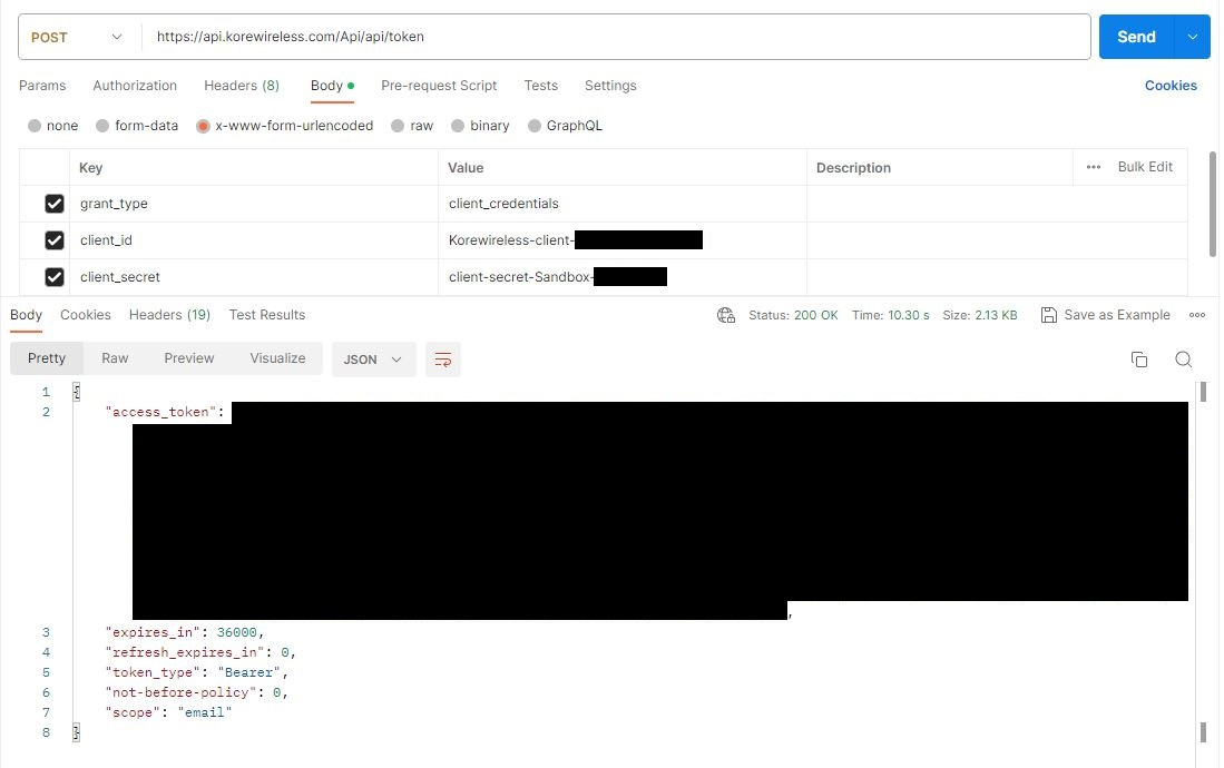 Getting started with Kore Wireless Connectivity API