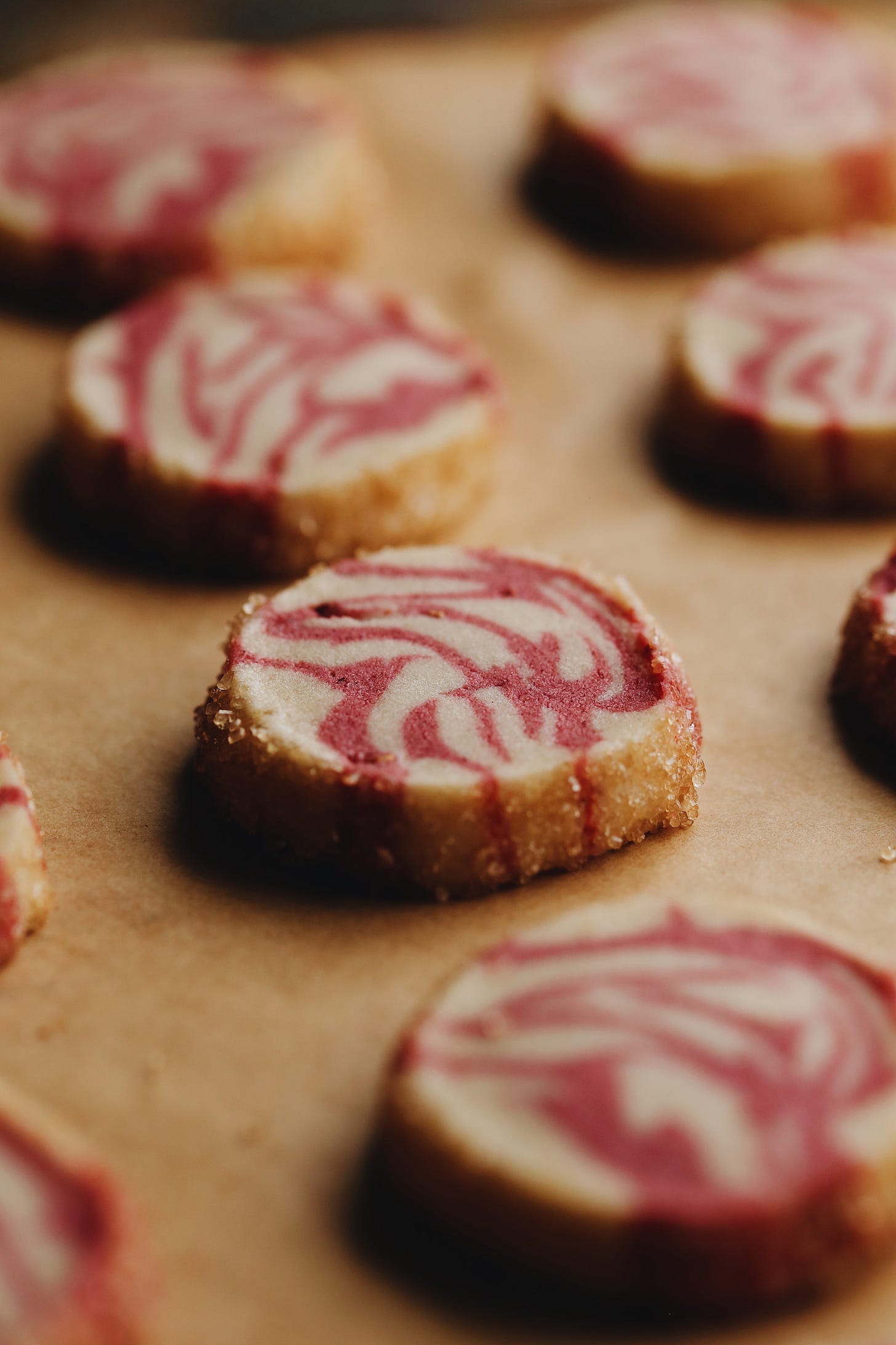 Raspberry Marble Shortbread Cookies - by Angela Chung