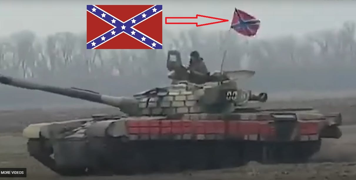 No, Russia is not flying Confederate flags from the American Civil War.