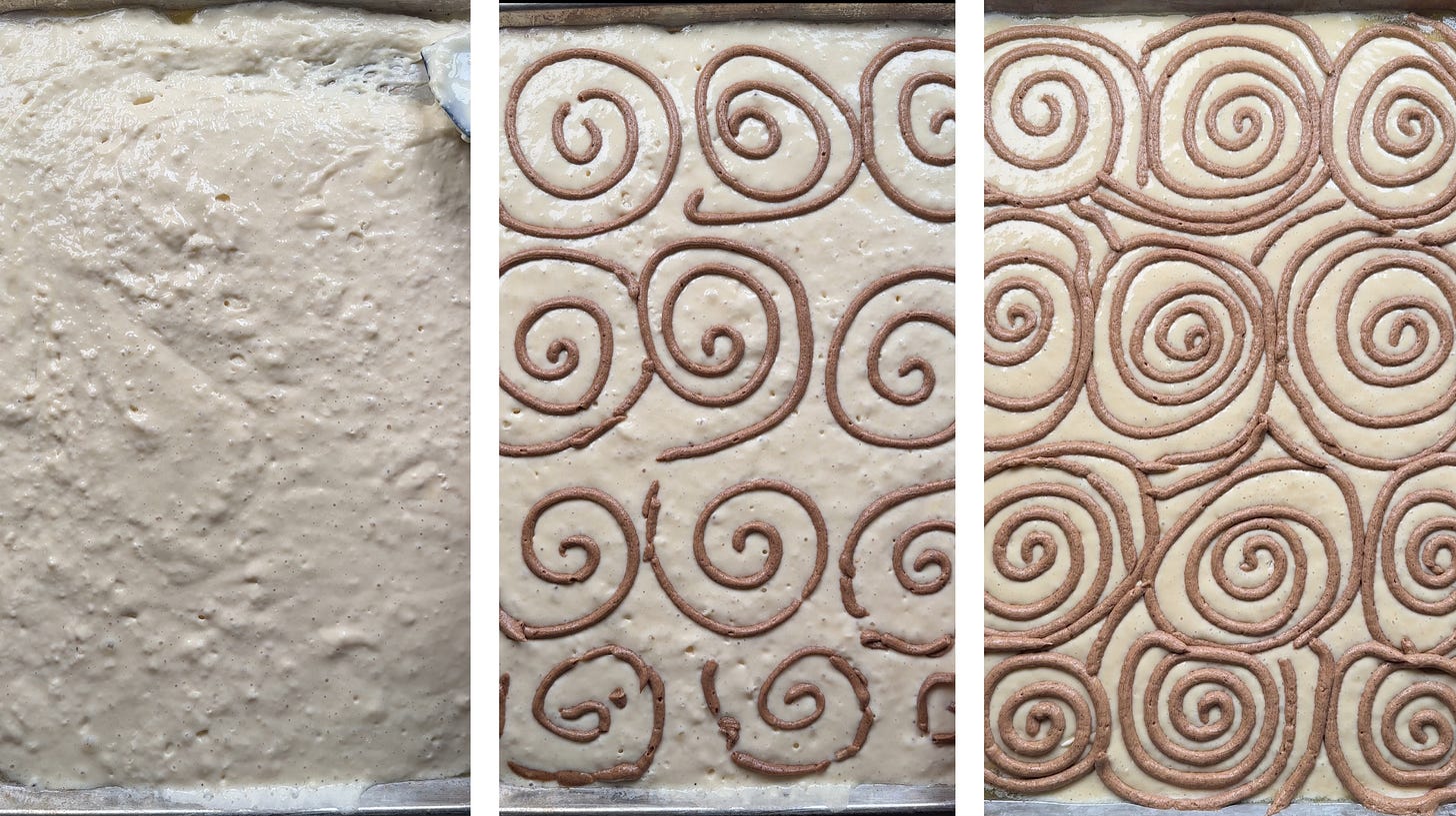 Cinnamon Swirl Sheet Pan Pancakes - by Carolina Gelen