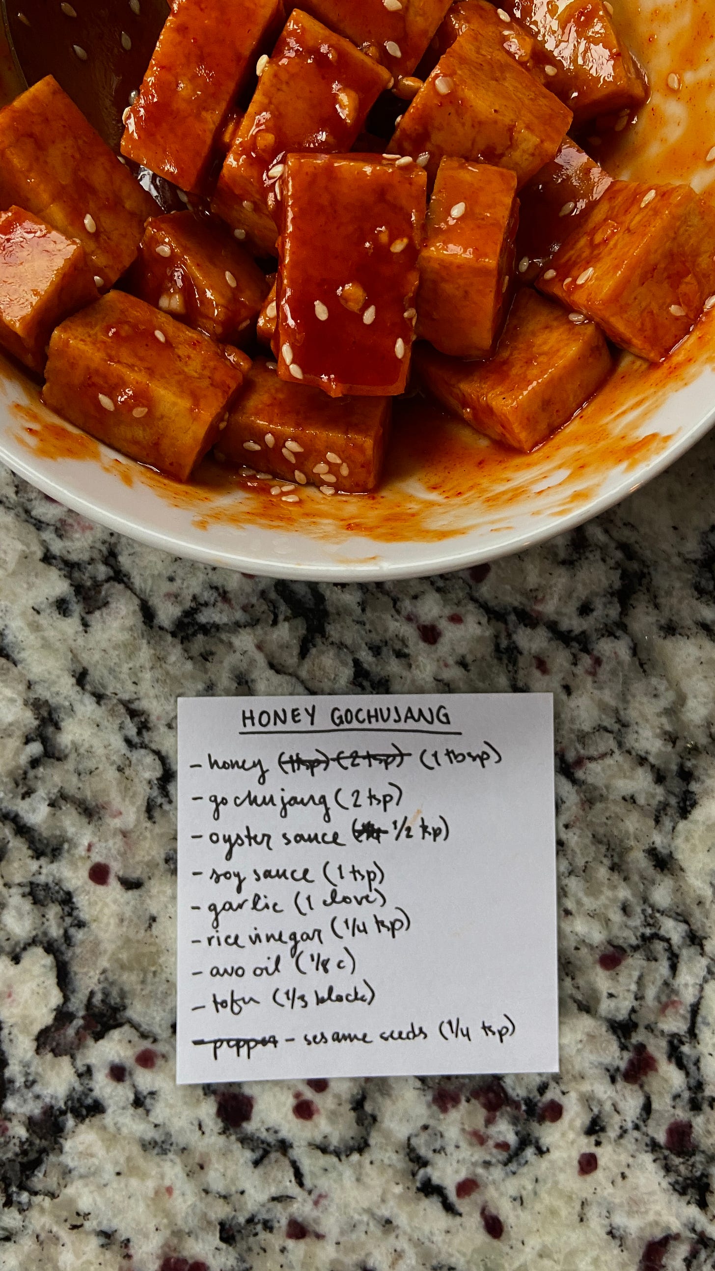 honey gochujang baked tofu - by luxe - milk toast