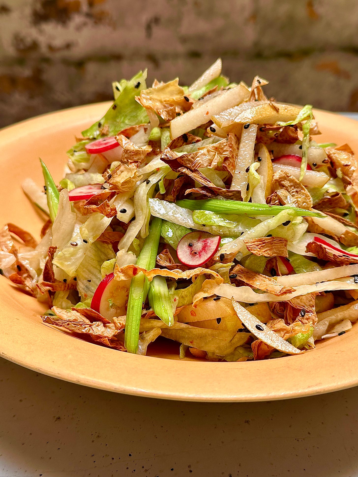 Extra Crispy Yuba Salad with Sesame Vinaigrette