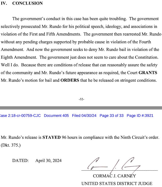 Judge Carney grants bail for neo-Nazi leader Robert Rundo