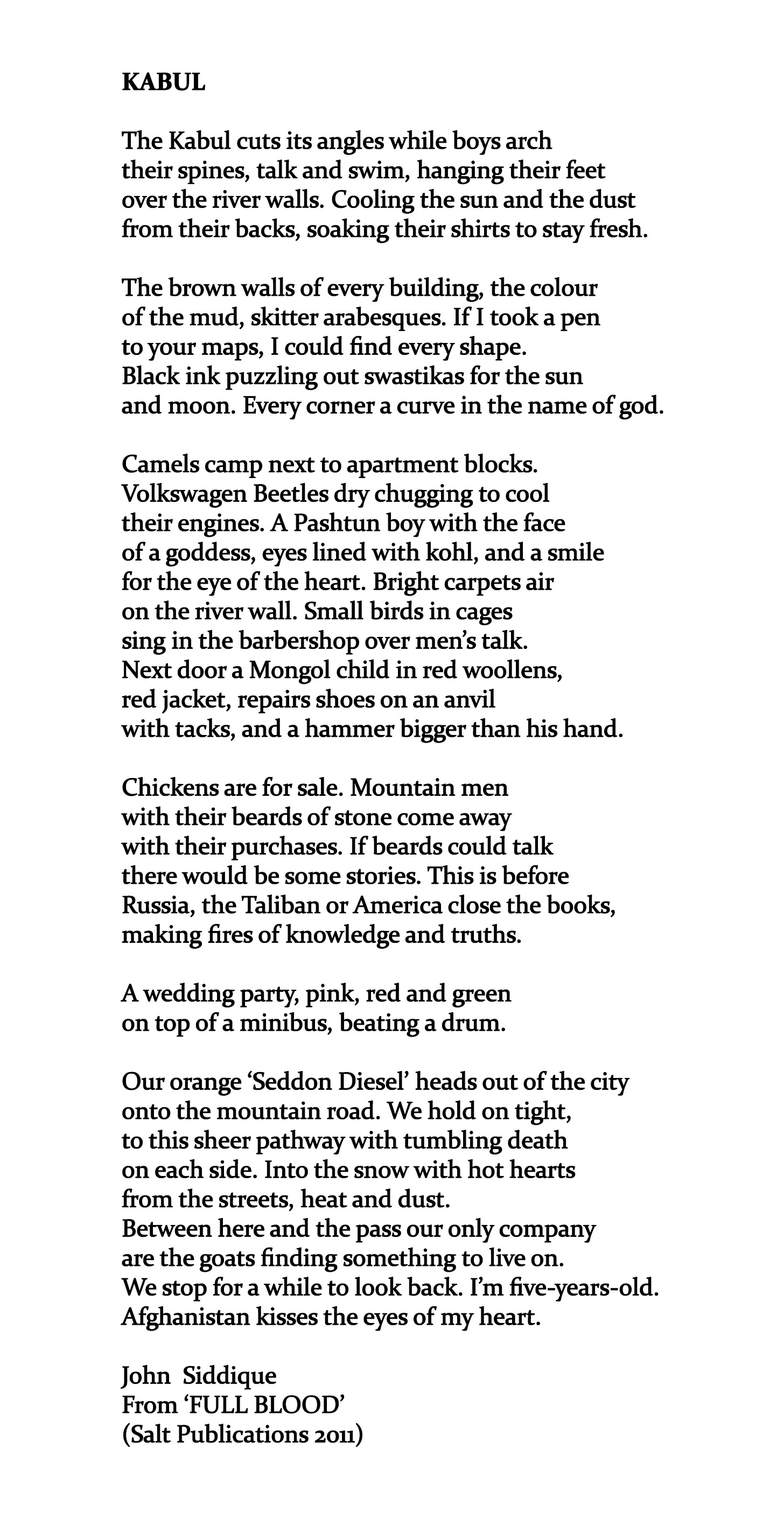 Kabul Poem - Text - by John Siddique - The Siddique Space