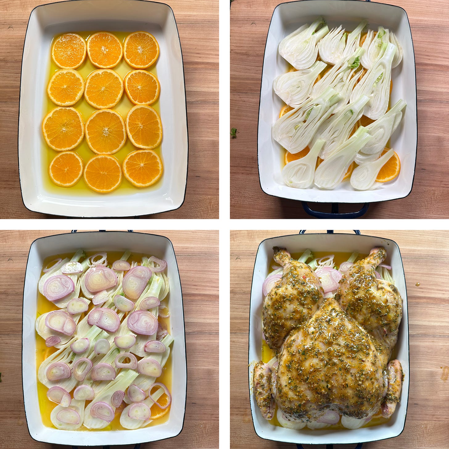 Orange Chicken Roast with Fennel and Shallots