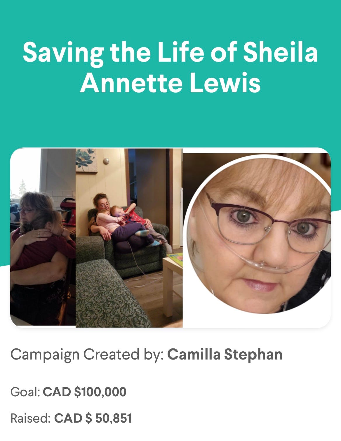Sheila Annette Lewis' life-saving fundraiser has now surpassed $50,000 ...