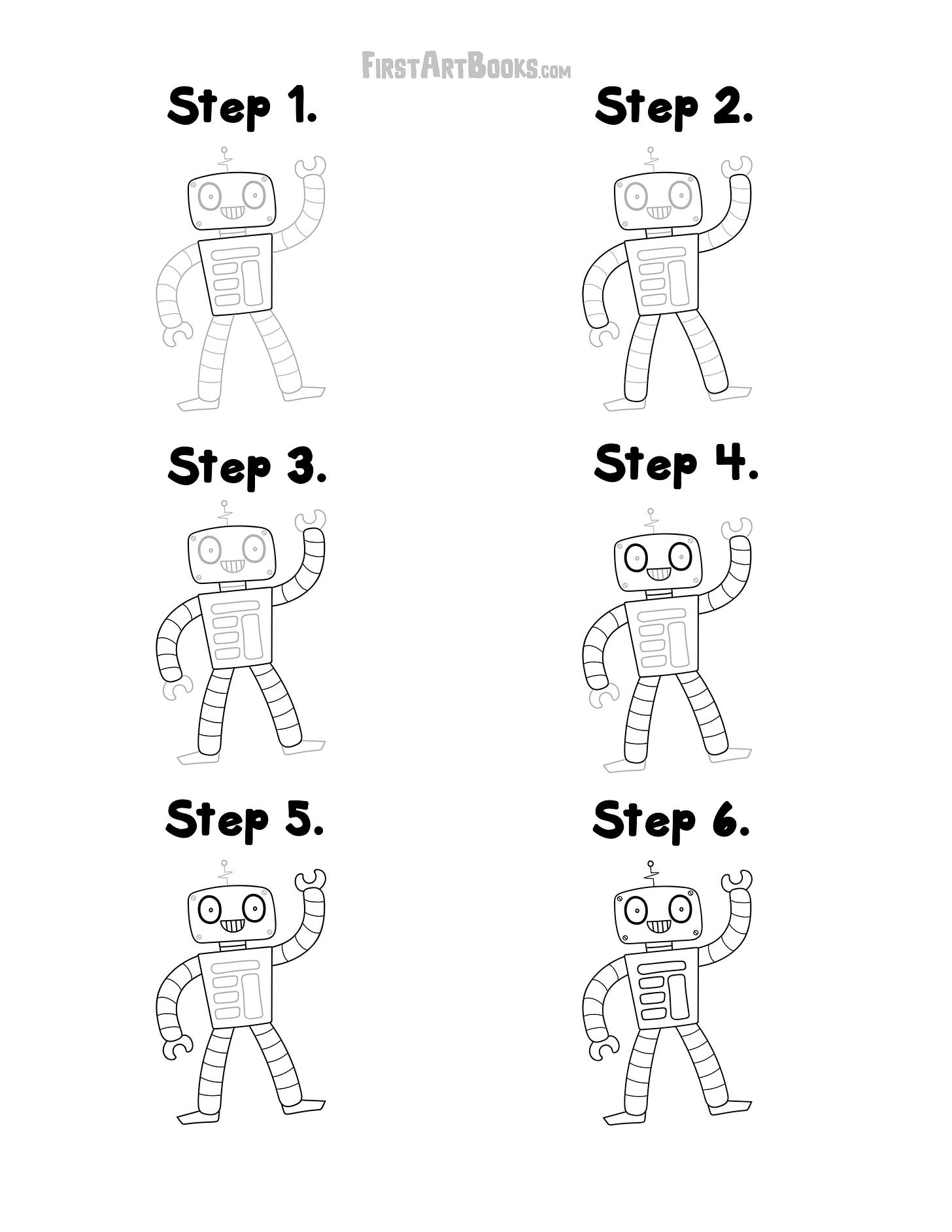 How To Draw Cartoon Robots Step By Step