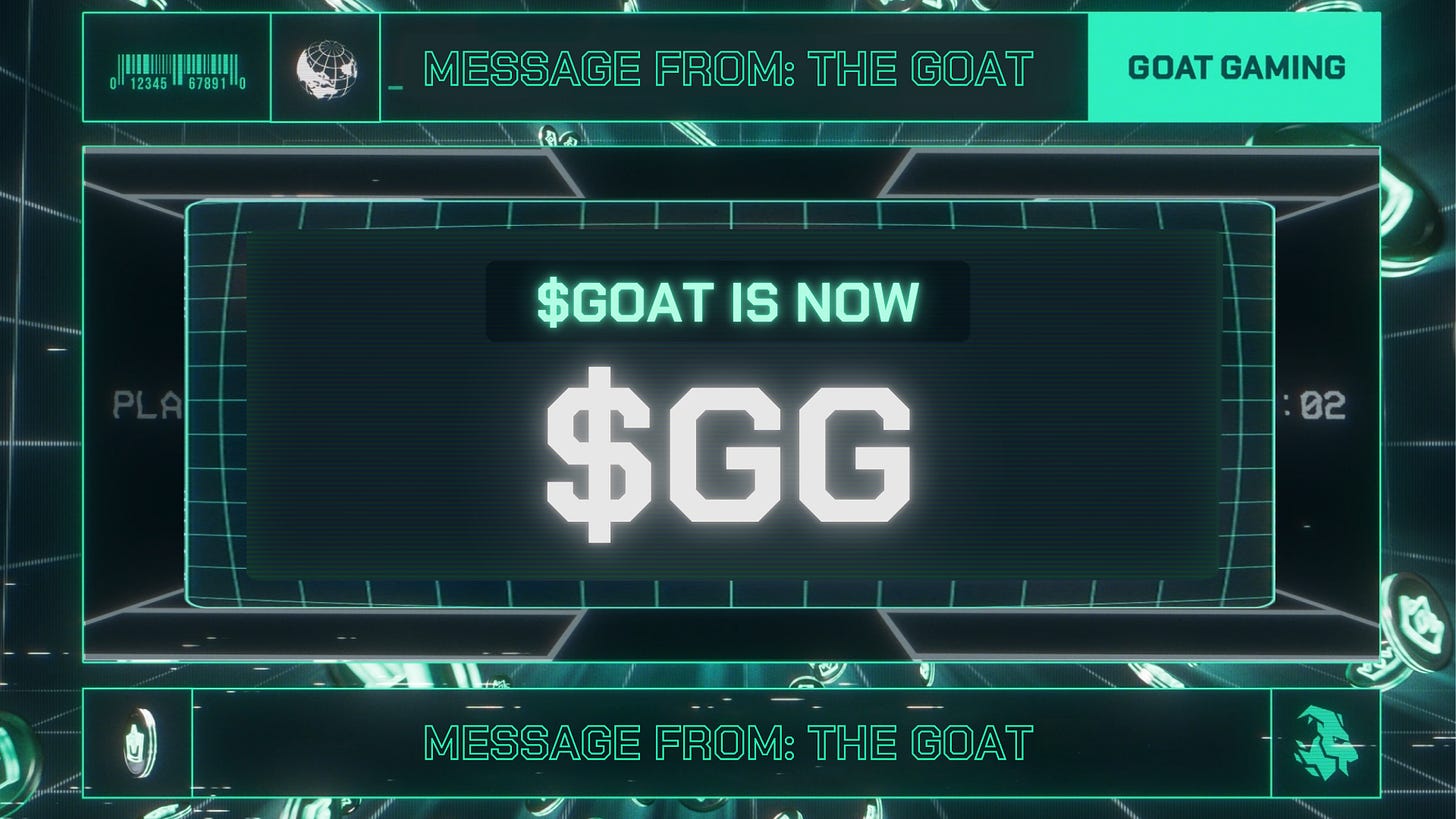 A New Era for GOAT Gaming: Introducing $GG - GOAT Gaming