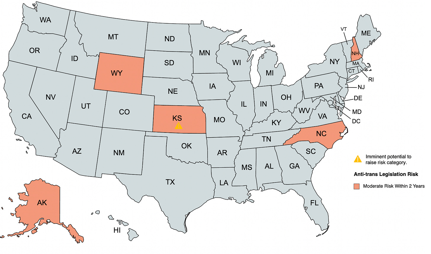 March Anti-Trans Legislative Risk Map - by Erin Reed
