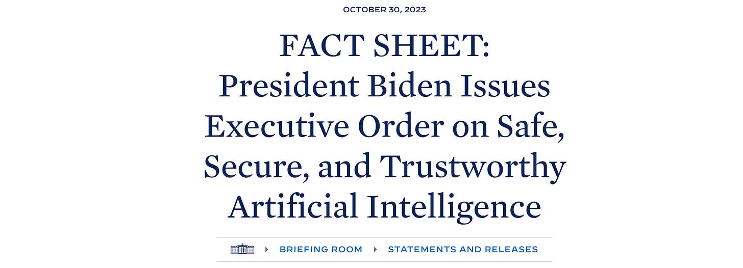 First take on the White House Executive Order on AI