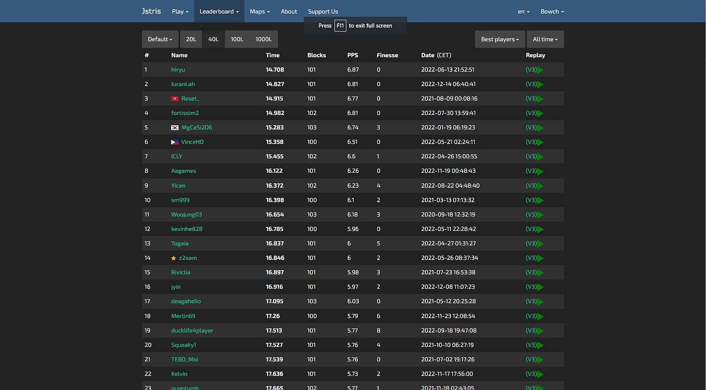 Jstris: The best browser based Tetris you're not playing.