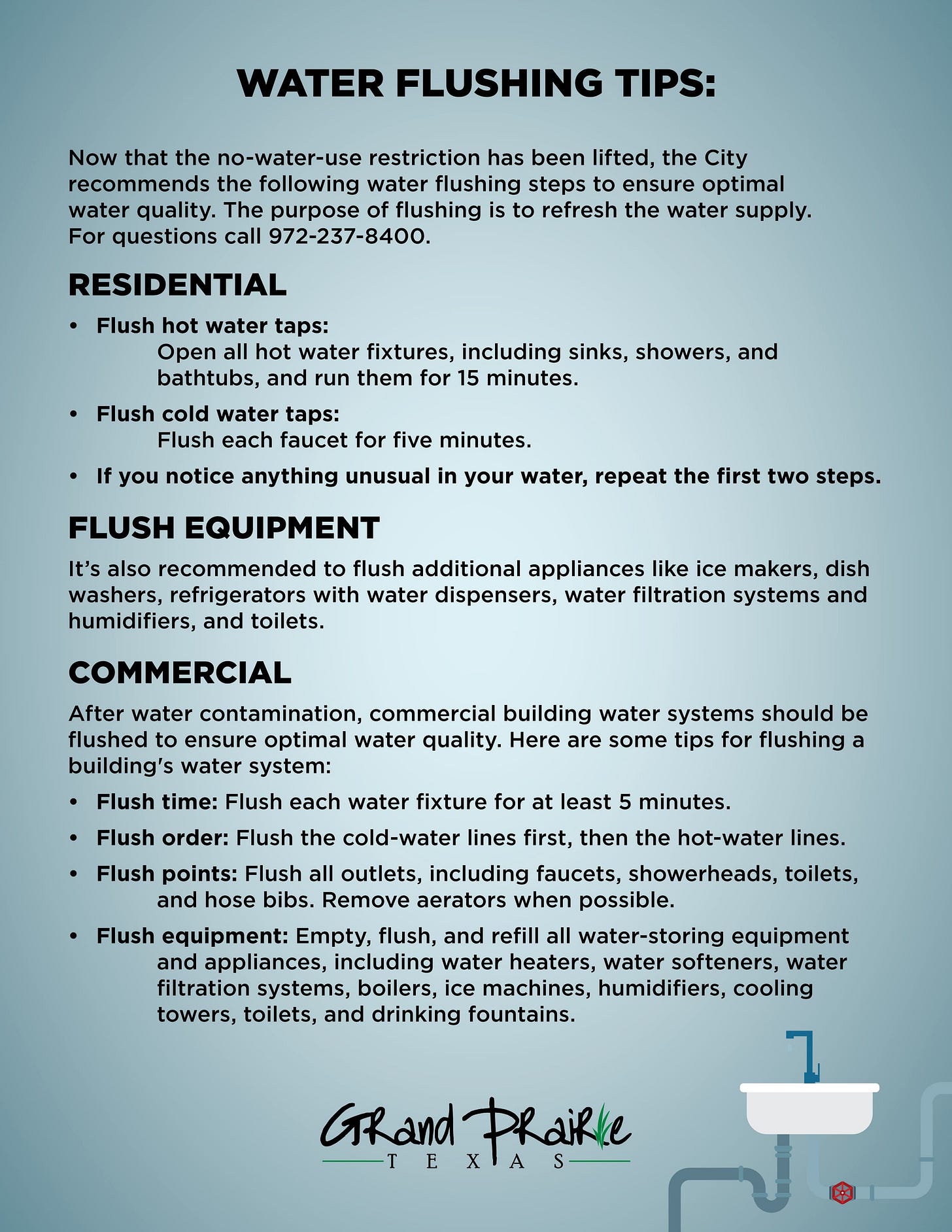 Water Advisory Lifted for Grand Prairie Residents; Water-Flushing ...