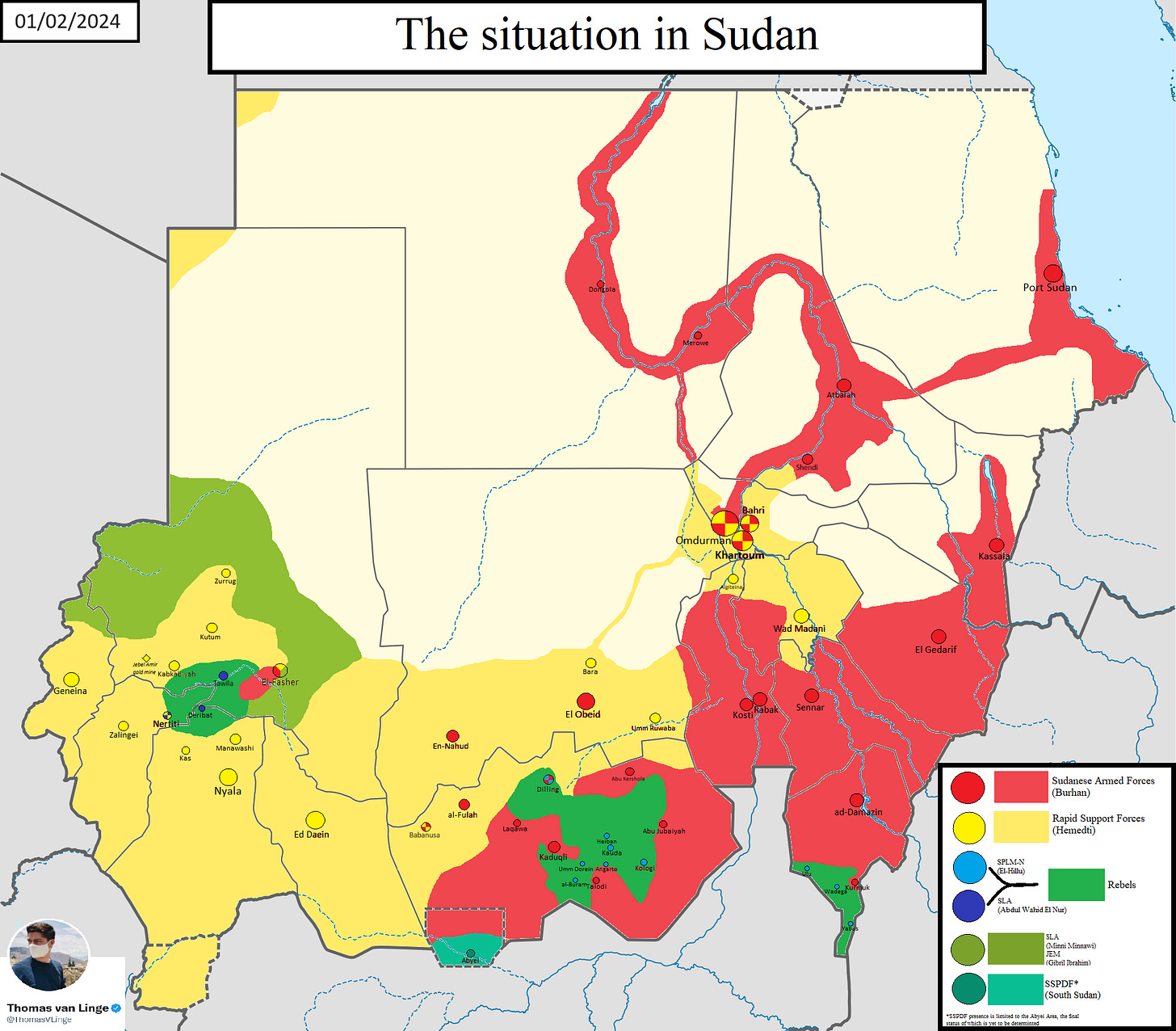 Map of the Areas of Control in Sudan